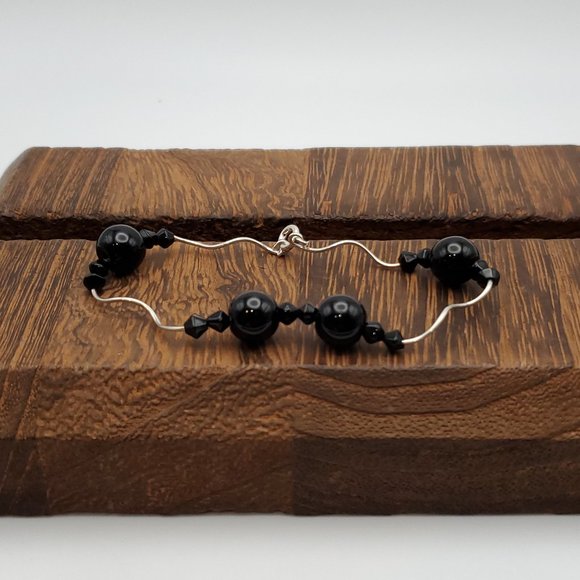 Jewelry | 7 Inch 925 Sterling Silver Black Glass Orbs Unique Chain ...